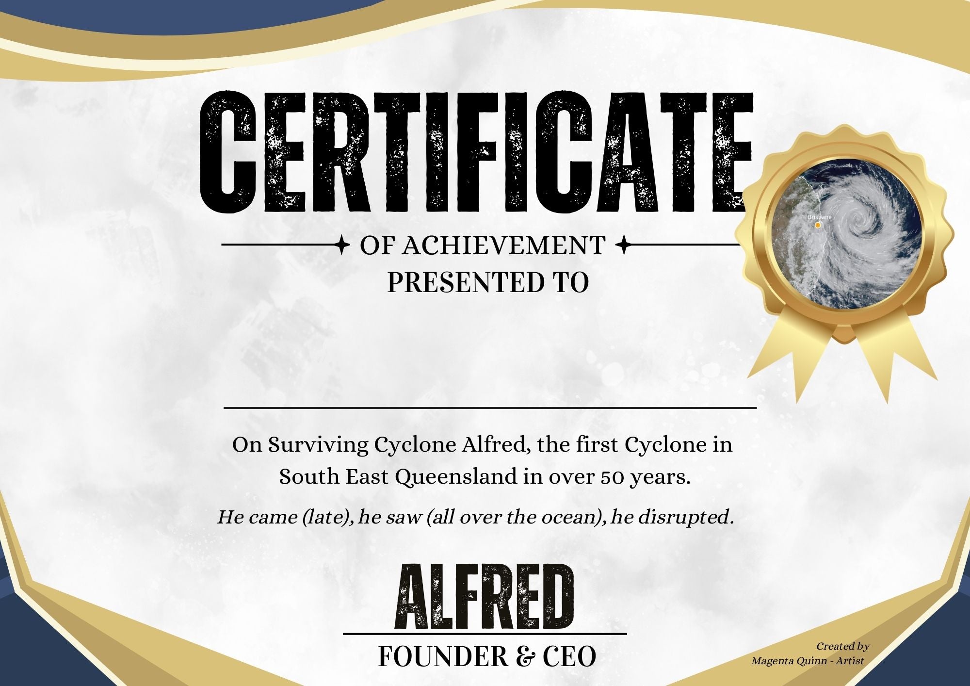 Digital Download - Cyclone Alfred Certificate (Free) – Magenta Quinn ...